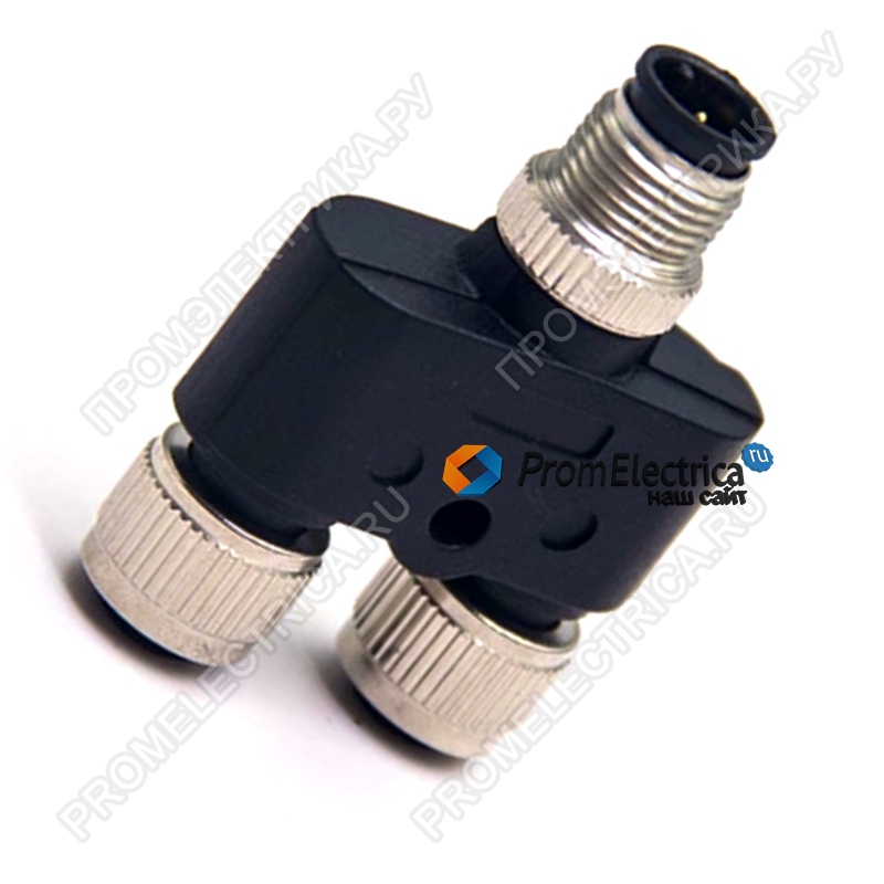 Купить M12 Y сплиттер 4 PIN гнездо / гнездо - штекер — Promlectrica.ru